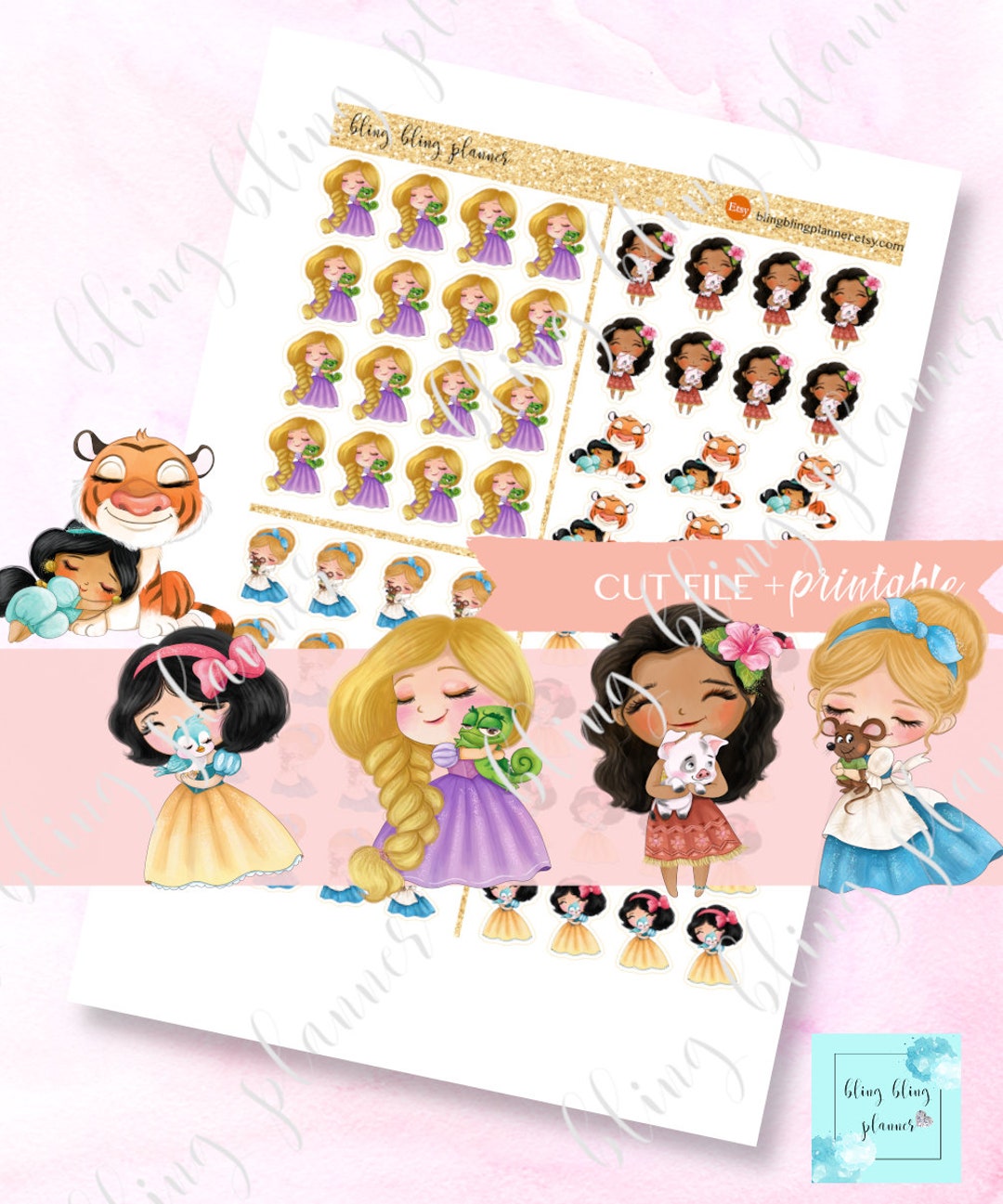 PRINTABLE Cute PRINCESS STICKERS, Printable Snow White Stickers ...