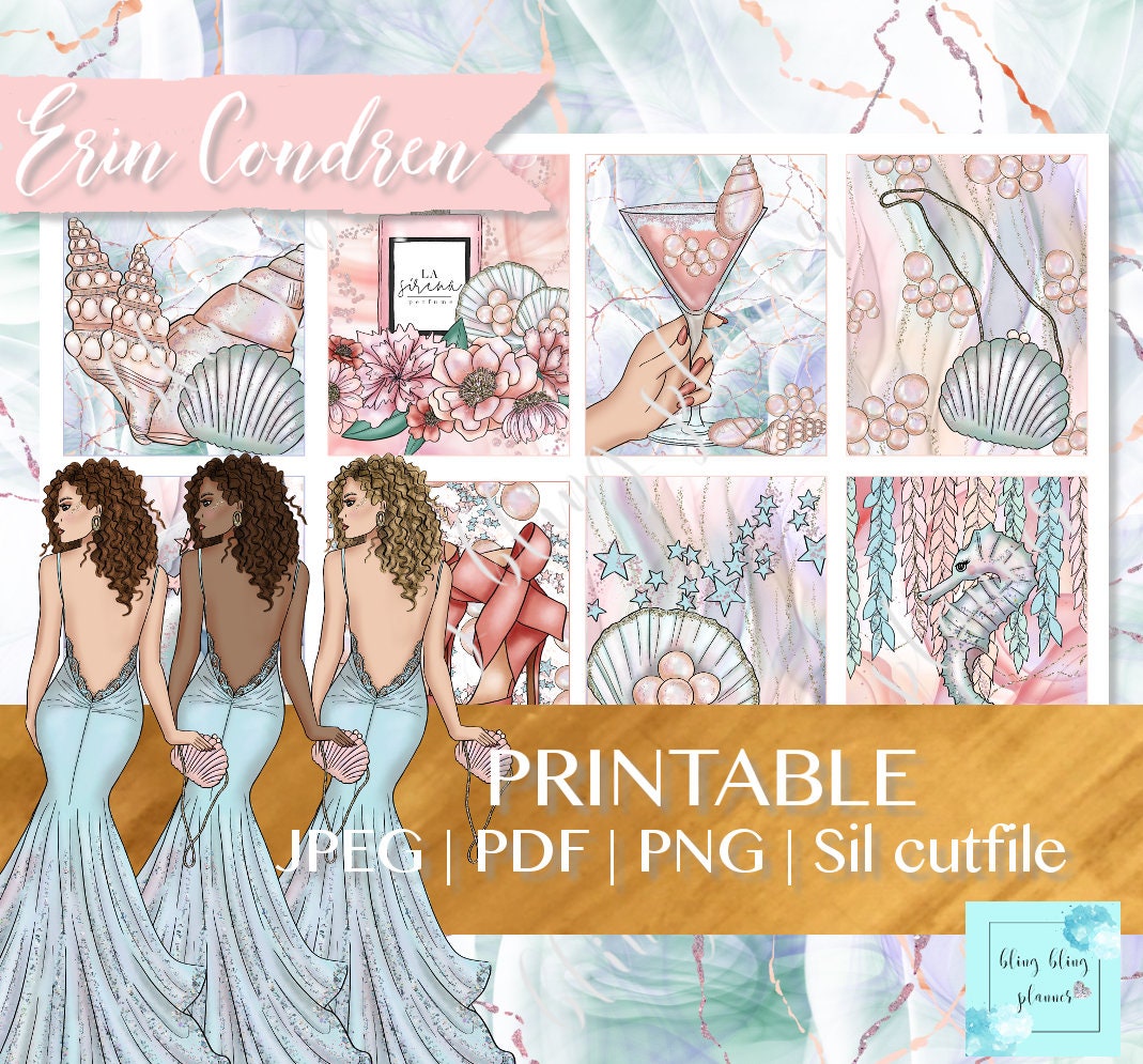 MERMAID HAPPY PLANNER printable happy planner stickers kits | Etsy