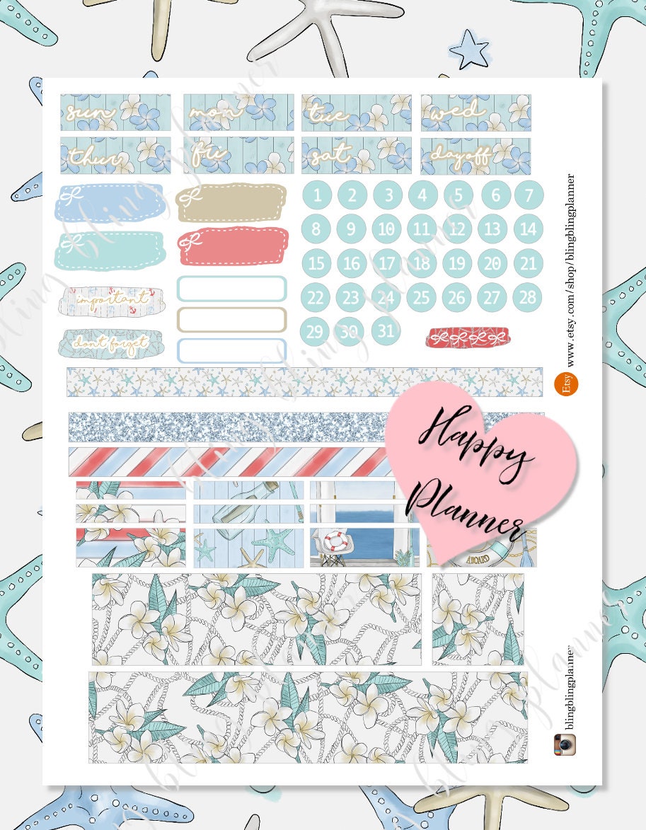 HAPPY PLANNER Summer Stickers, Happy Planner Printable Sticker Kit ...