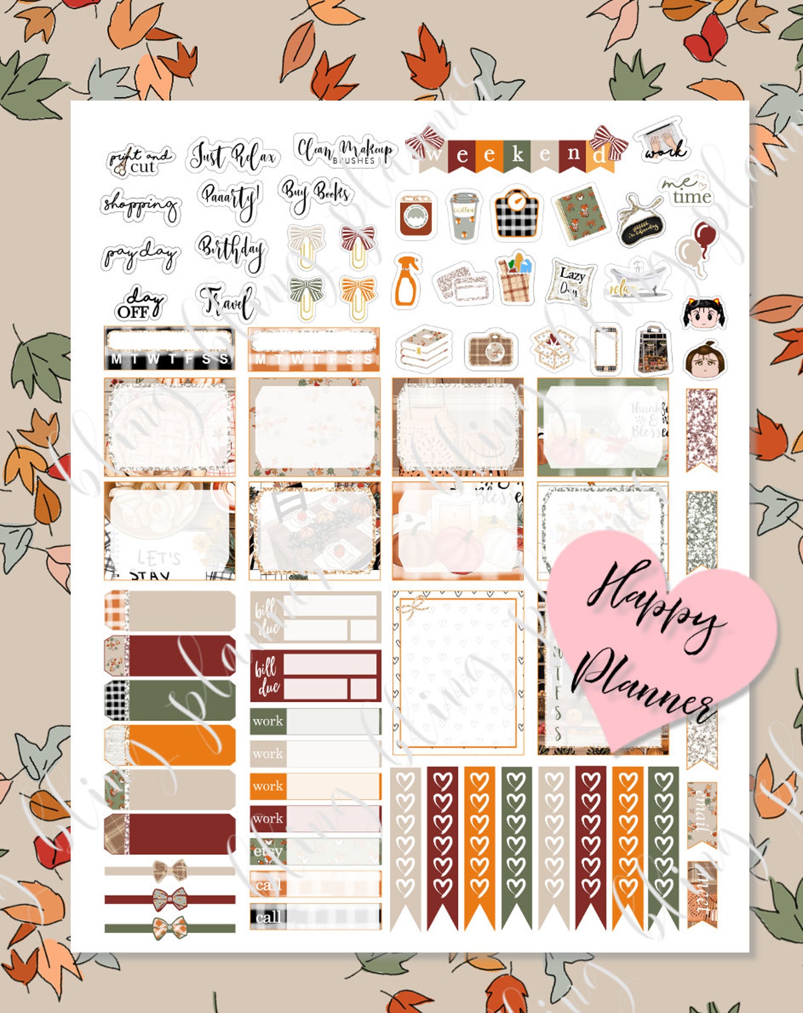 THANKSGIVING HAPPY Planner STICKERS Thanksgiving Printable | Etsy