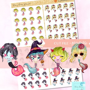 PRINTABLE HALLOWEEN Stickers, Cute Halloween Deco, Printable Stickers ...