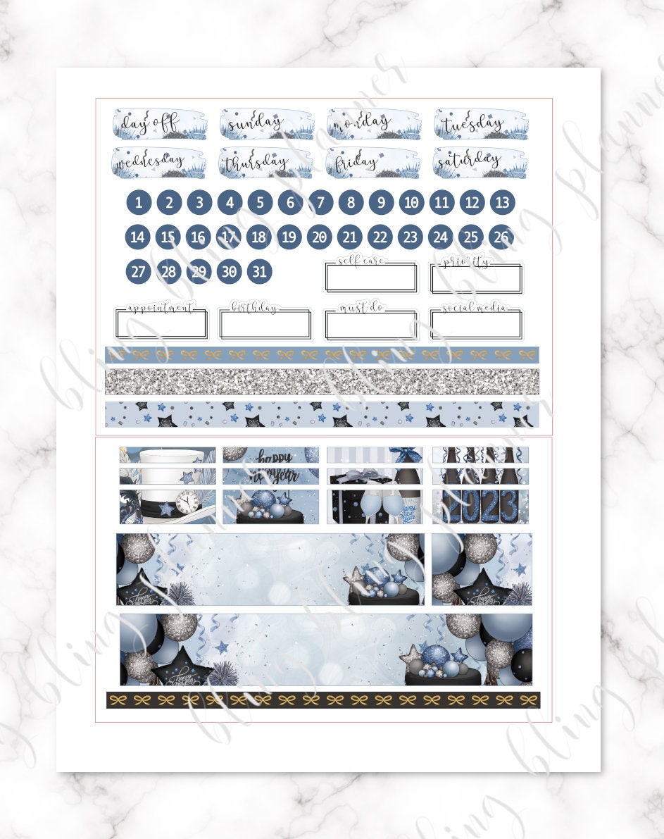 NEW YEAR PLANNER Stickers Printable 2023 Planner Stickers - Etsy