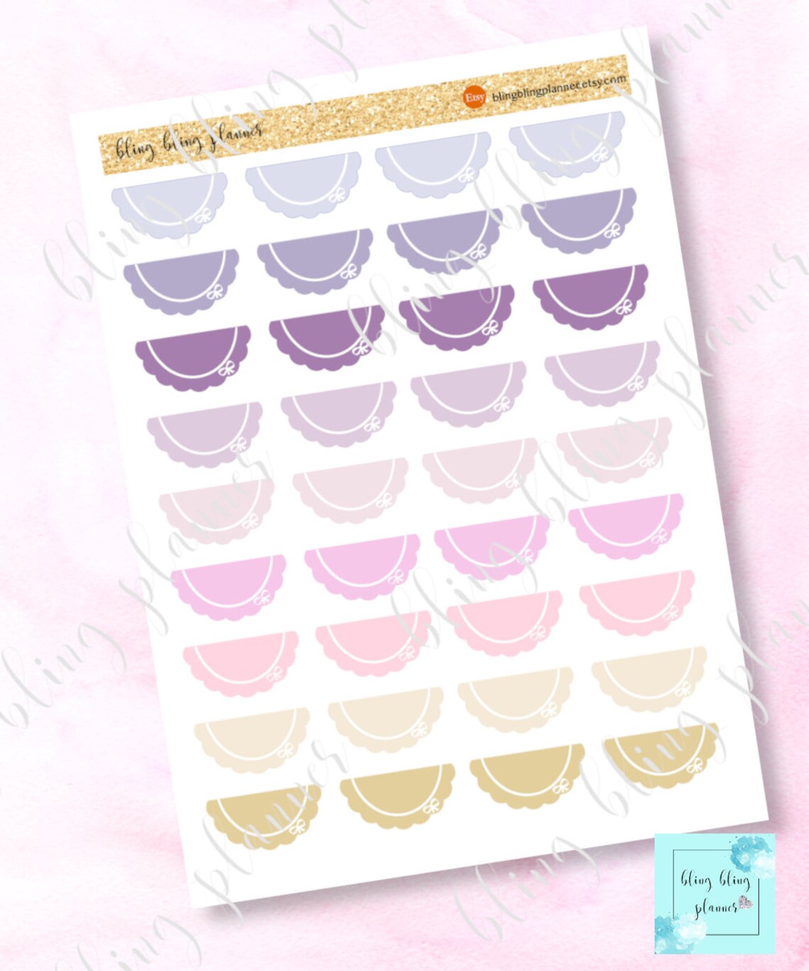 SCALLOP PRINTABLE Planner STICKERS Printable Half Box - Etsy