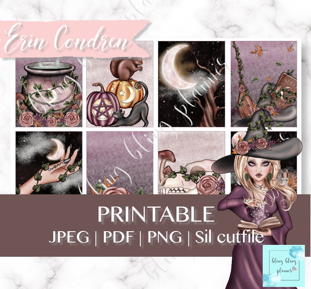 HALLOWEEN Printable PLANNER Stickers, Witch Printable Sticker, Magic ...