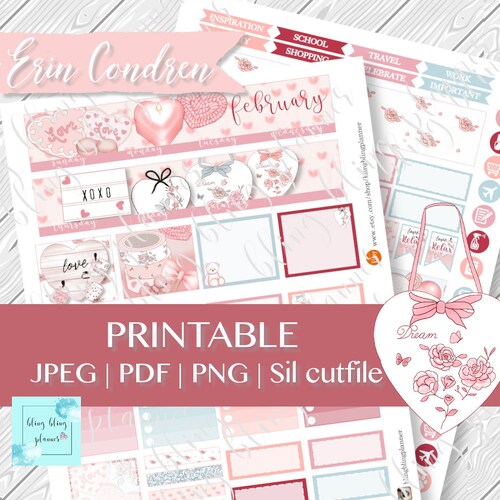 Printable February Monthly Kit Valentines Day Planner - Etsy