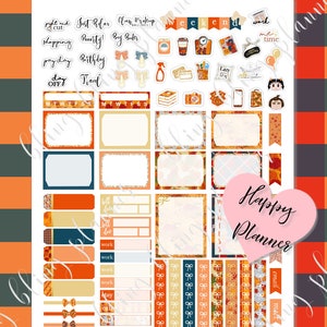 PRINTABLE Fall HAPPY PLANNER Stickers, Printable Pumpkin Stickers, Fall ...