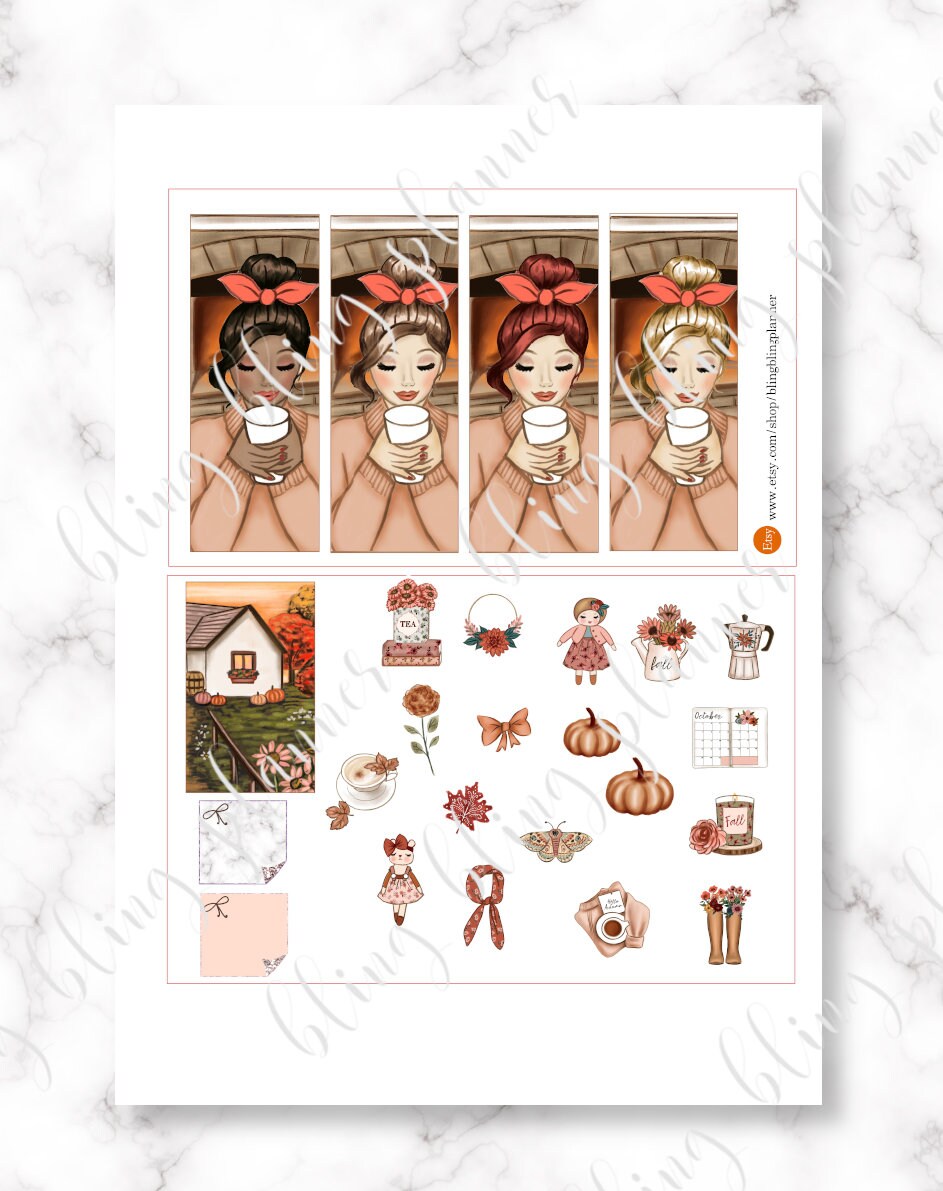 FALL PLANNER STICKER Kit Fall Printable Kit Pumpkin Planner - Etsy