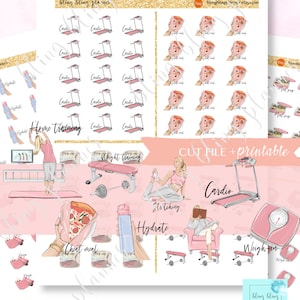 FITNESS Printable PLANNER STICKERS, Yoga Planner Stickers, Stretching ...