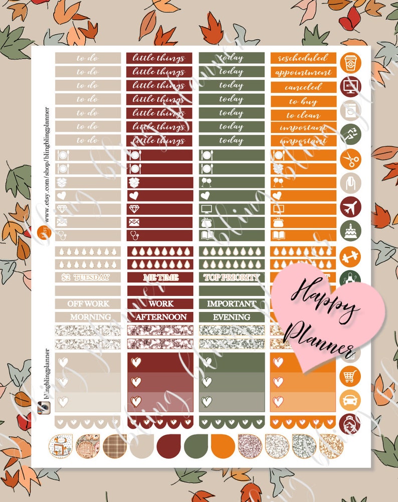 THANKSGIVING HAPPY Planner STICKERS Thanksgiving Printable | Etsy