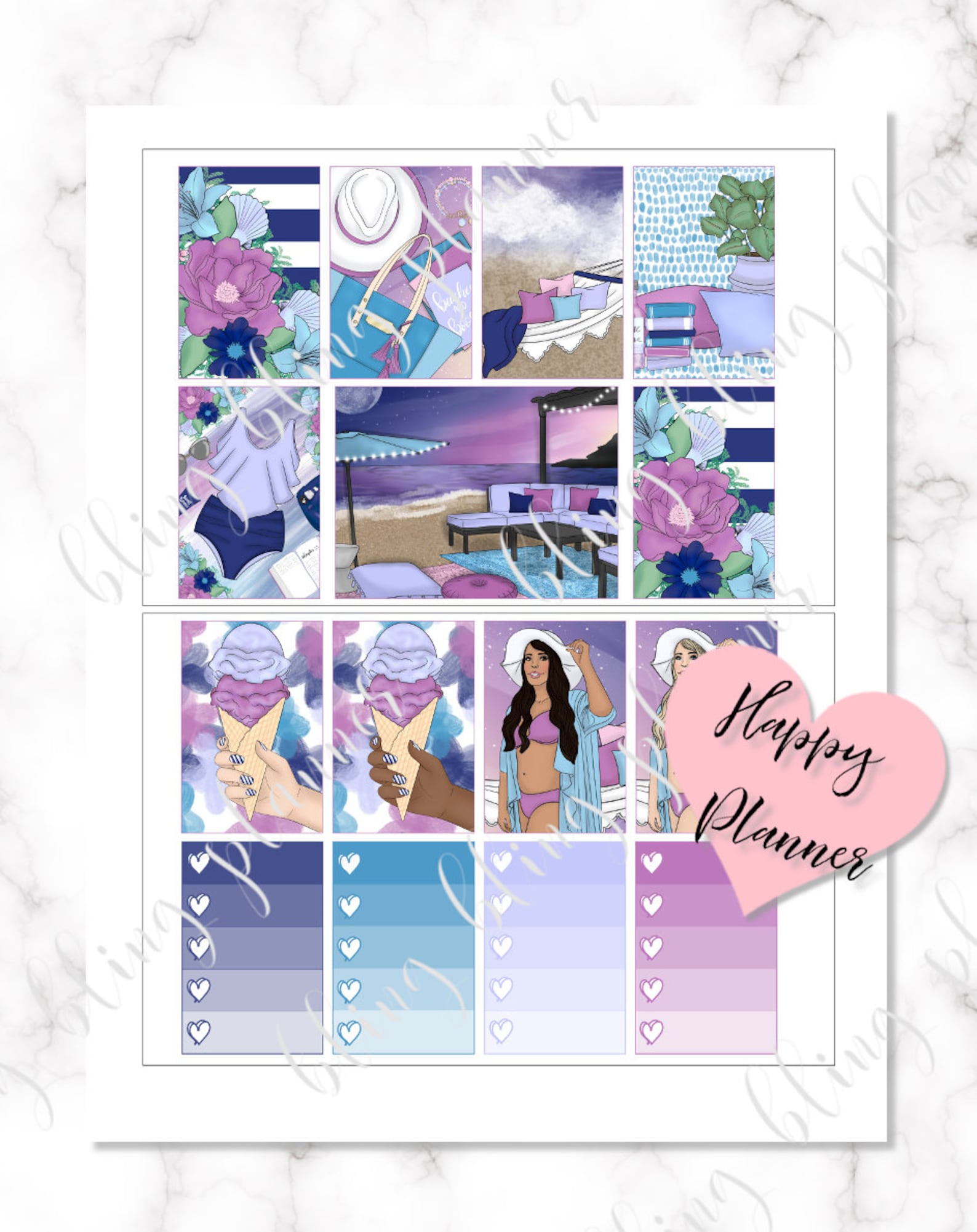 PRINTABLE HAPPY PLANNER Stickers Beach Happy Planner | Etsy