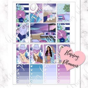 PRINTABLE HAPPY PLANNER Stickers, Beach Happy Planner Stickers ...