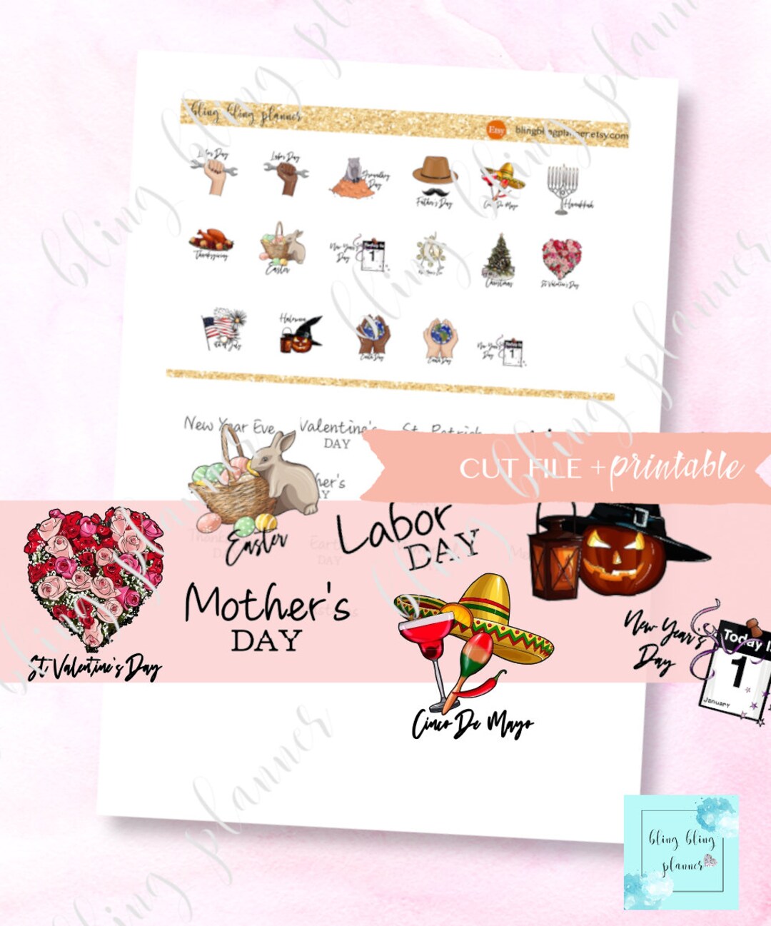 CALENDAR HOLIDAY Planner Stickers, Printable Holiday Planner Stickers ...