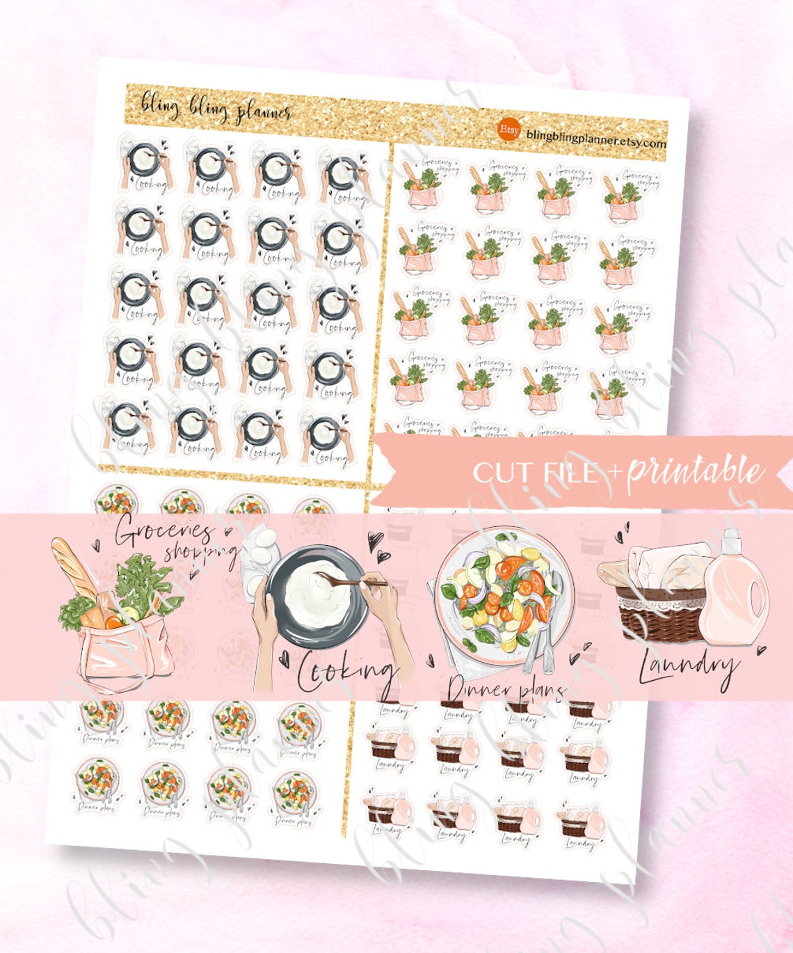 GENERAL PLANNER STICKERS, Grocery Planner Icon, Printable Cleaning ...