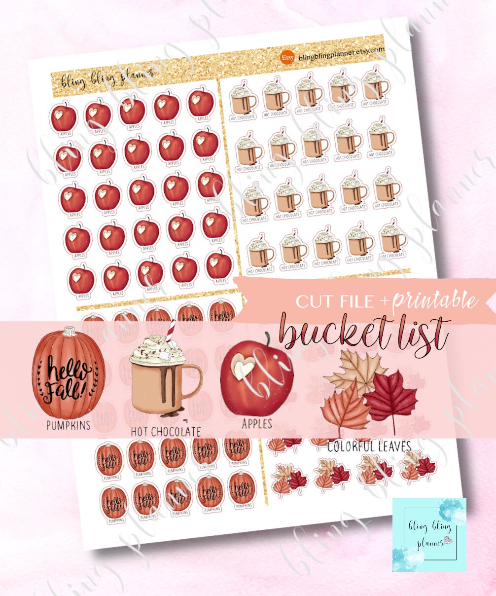 FALL BUCKET LIST Stickers Printable Fall Bucket Stickers | Etsy