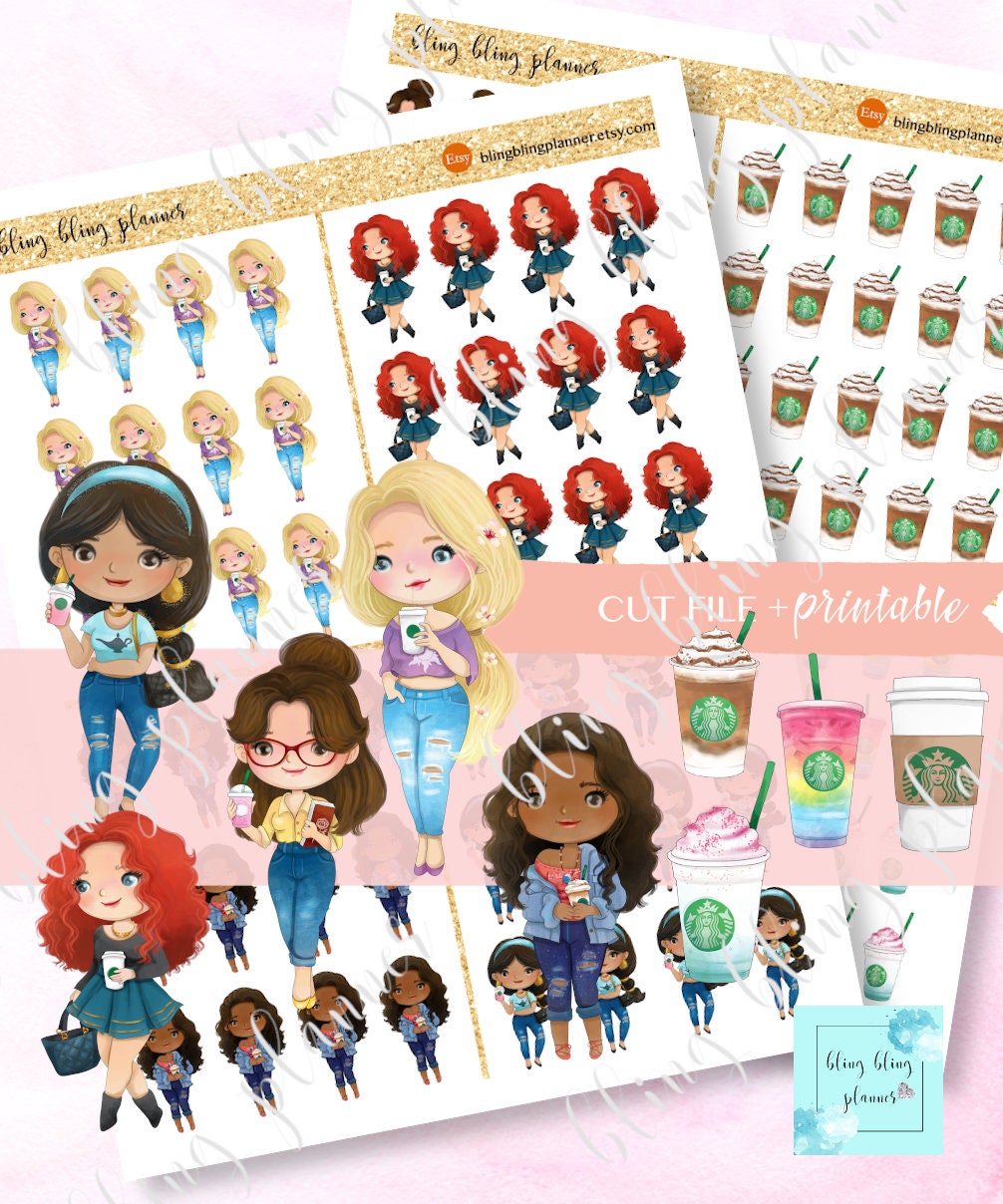 PRINTABLE COFFEE GIRL Stickers Printable Coffee Doll | Etsy