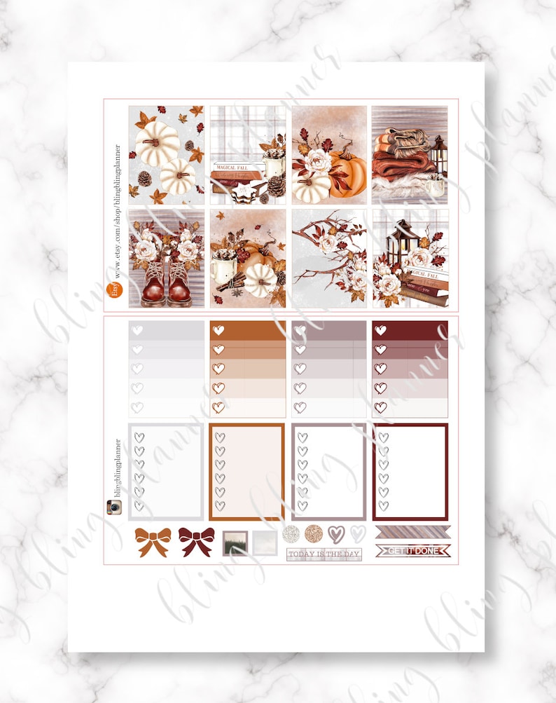 PUMPKIN PLANNER Stickers, Printable Planner Stickers, Fall Reading ...