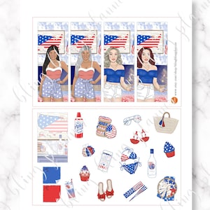 4th of JULY PRINTABLE PLANNER Kit, Independence Day Planner Stickers ...