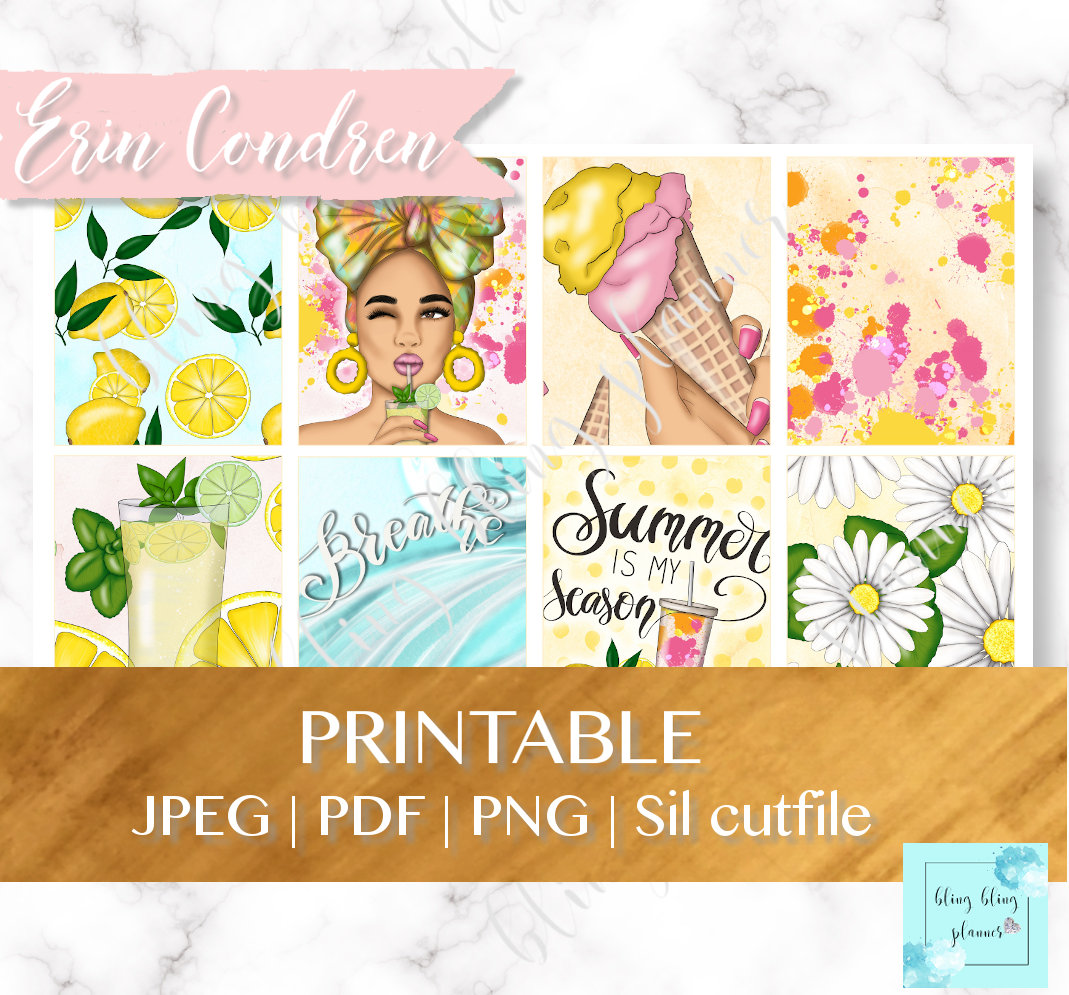LEMON PRINTABLE PLANNER Stickers Summer Planner kits | Etsy
