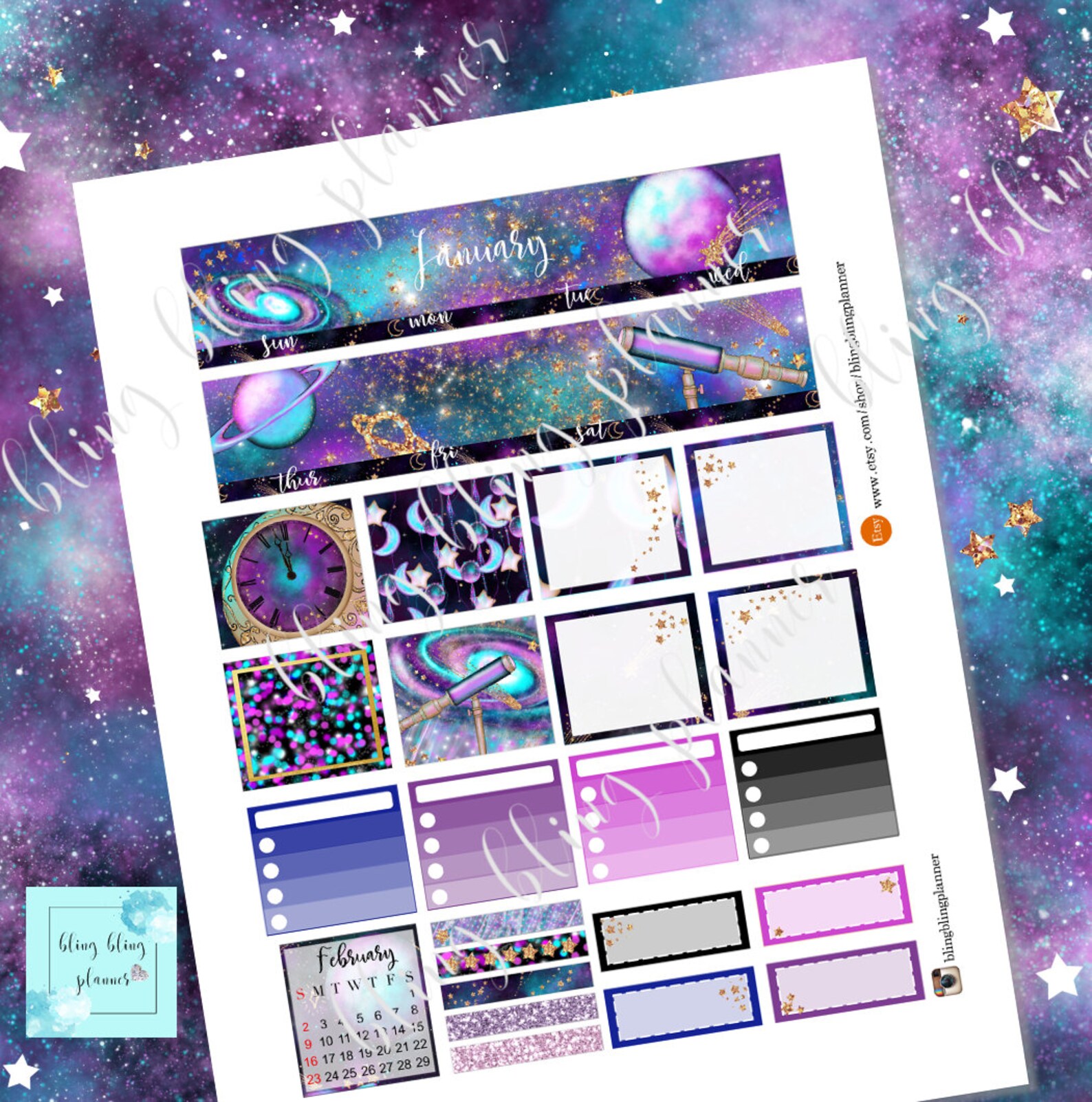 JANUARY PLANNER STICKERS, Printable January Stickers, Digital Planner ...