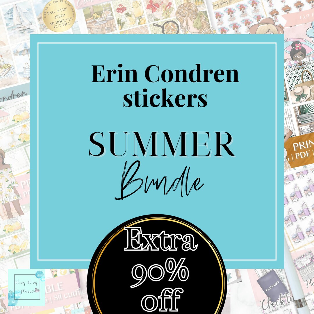 PLANNER STICKER Bundle Erin Condren Summer Travel Pack Printable ...