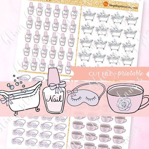 SELF CARE PLANNER Stickers Printable Self Care Stickers Bath - Etsy