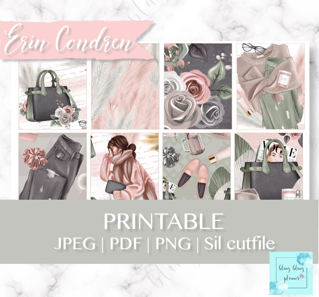 WINTER FASHION PRINTABLE Stickers, Fashion Girl Erin Condren Kit ...