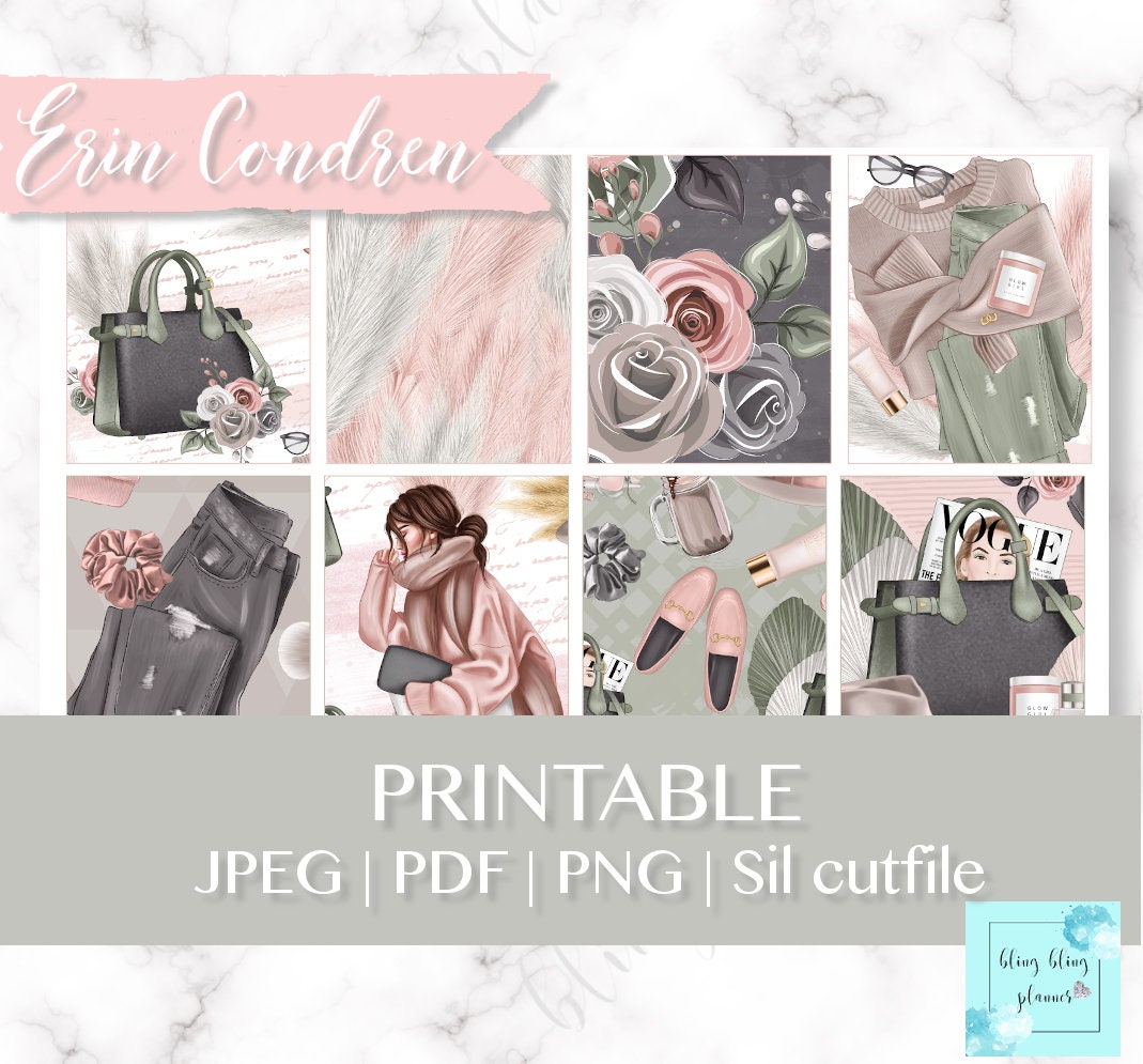 WINTER FASHION PRINTABLE Stickers Fashion Girl Erin Condren - Etsy