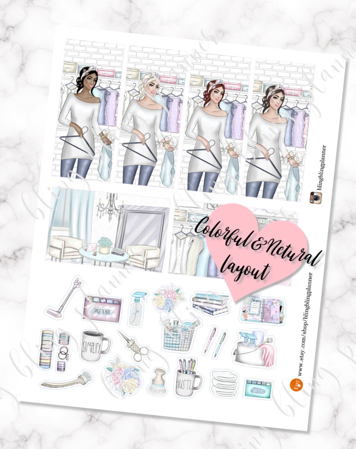 TIDY UP PLANNER Stickers Printable Planner Printable House - Etsy