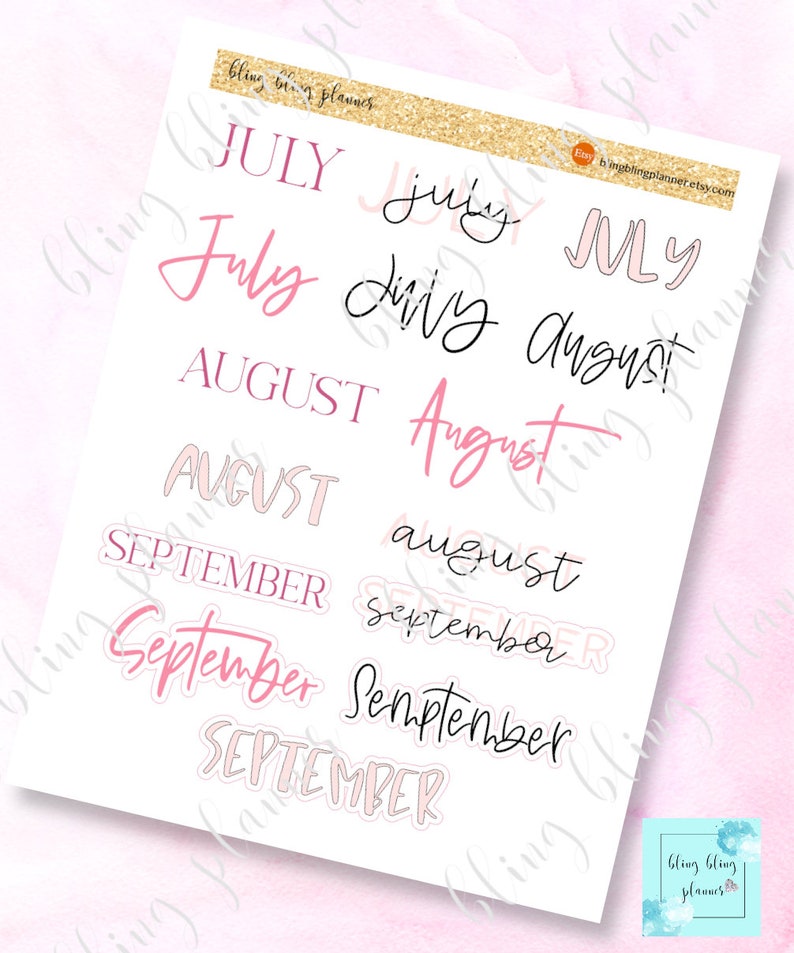 PRINTABLE MONTH STICKERS, Month Script Planner Stickers, October ...