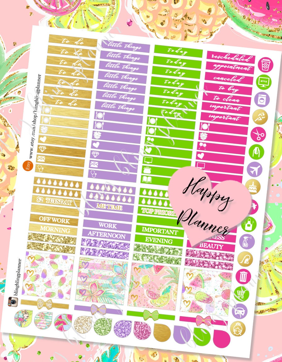 SUMMER BEACH HAPPY Planner Sticker Beach Printable Planner - Etsy