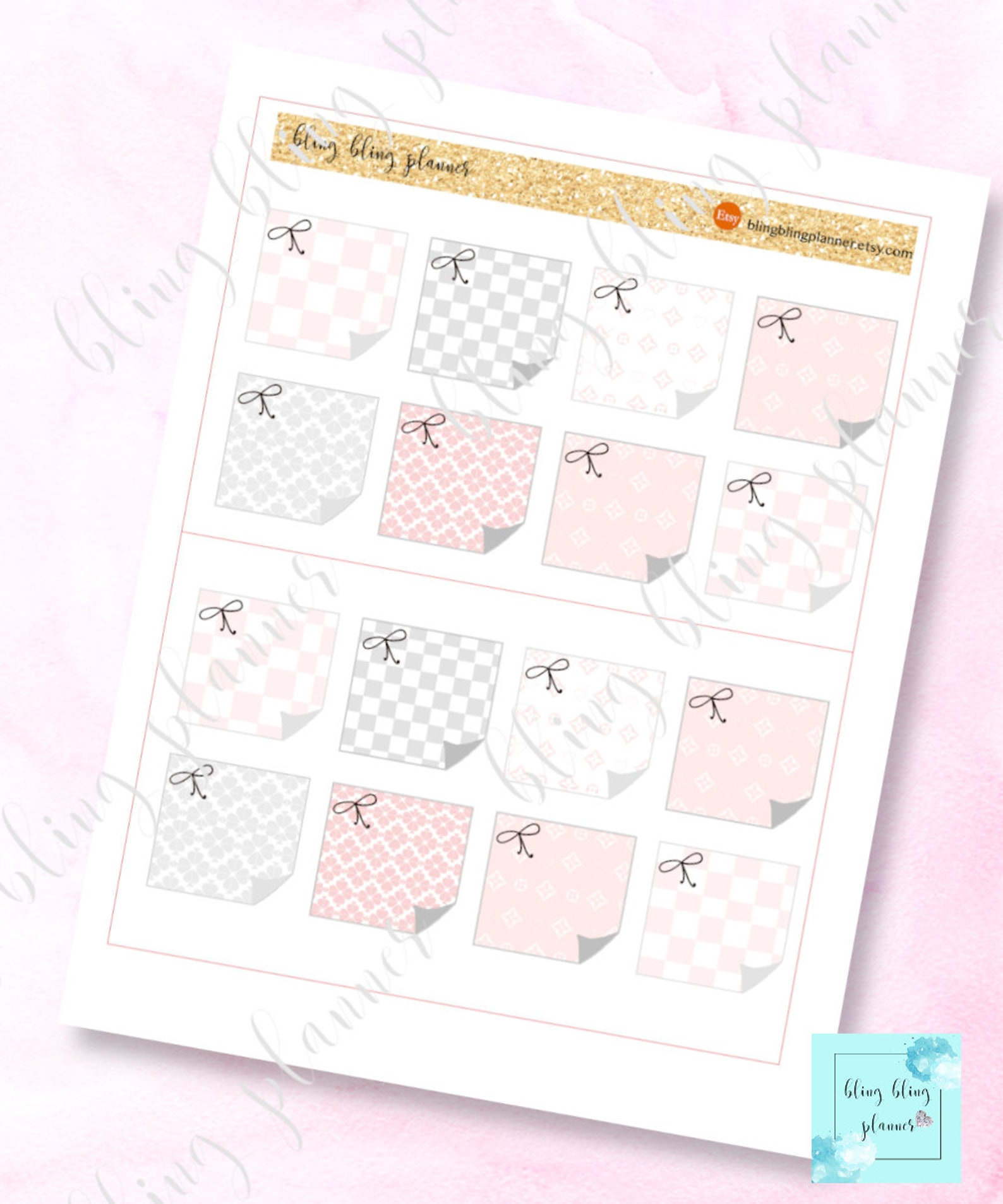 MEMO PAD PLANNER Stickers, Printable Box Stickers, Printable Memo ...