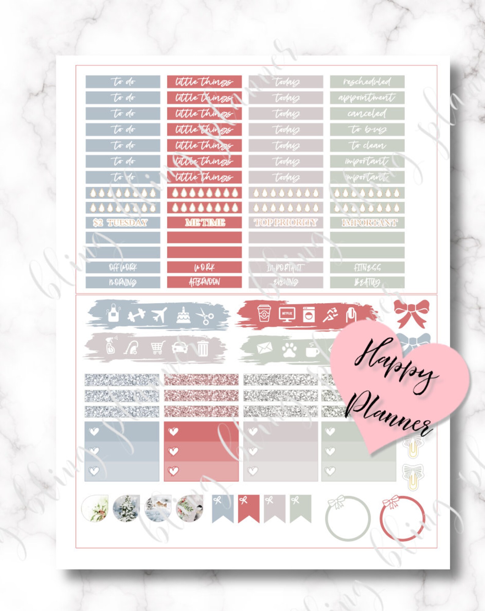 WINTER HAPPY PLANNER Stickers, Snow Printable Planner Stickers ...