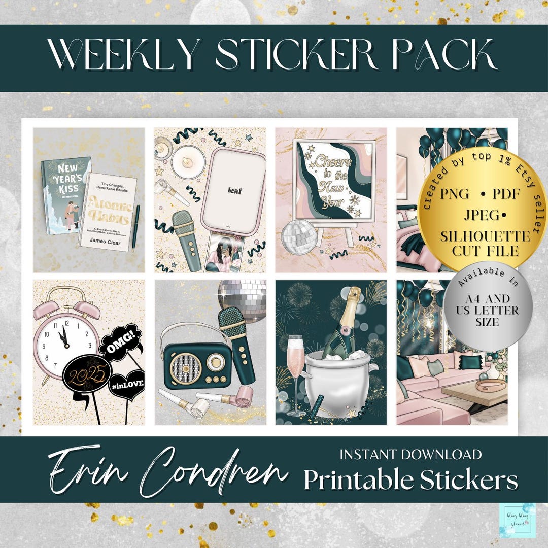 2025 New Year PRINTABLE Planner Sticker, Resolution Erin Condren ...
