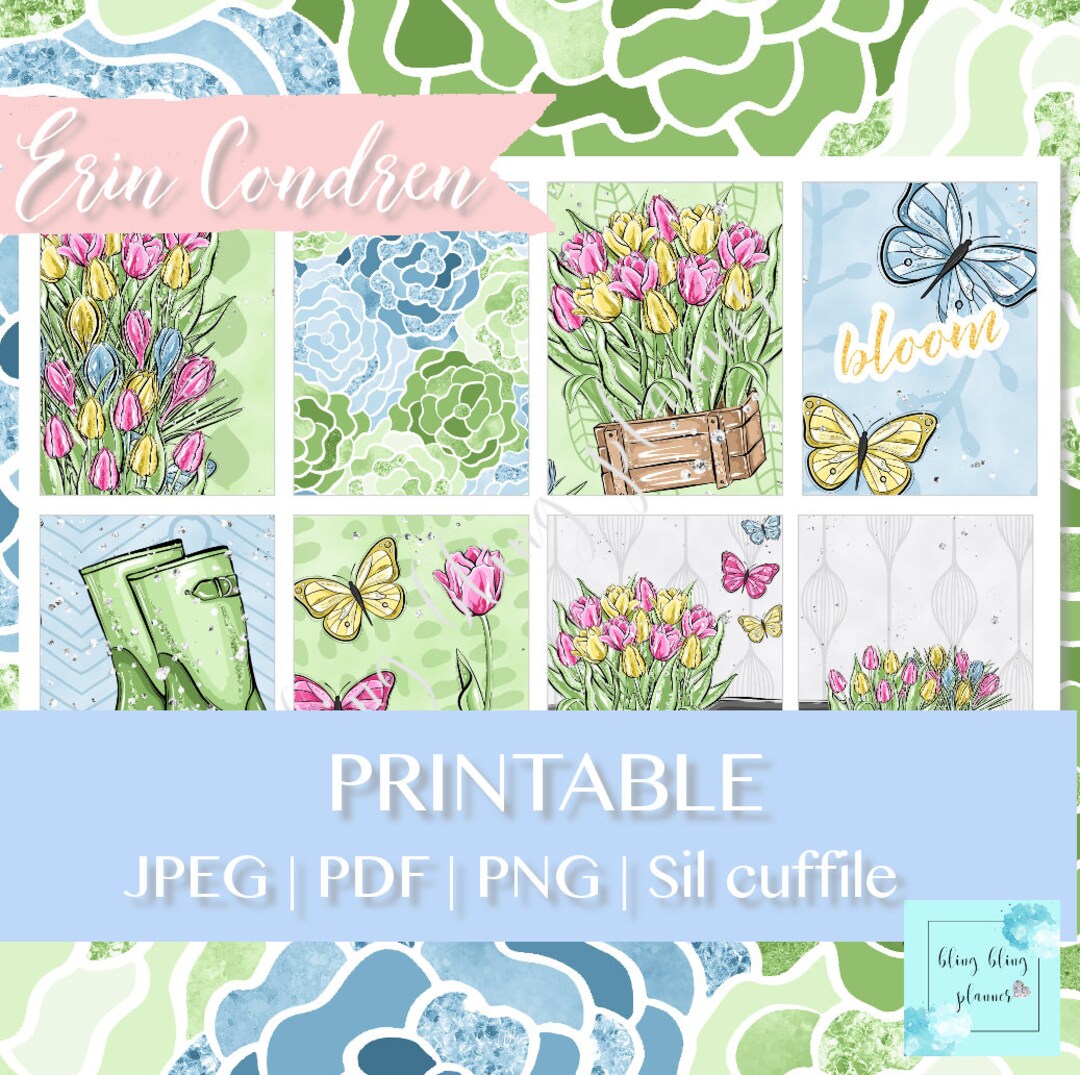 FLORAL PLANNER WEEKLY Kit, Spring Printable Stickers, Erin Condren ...