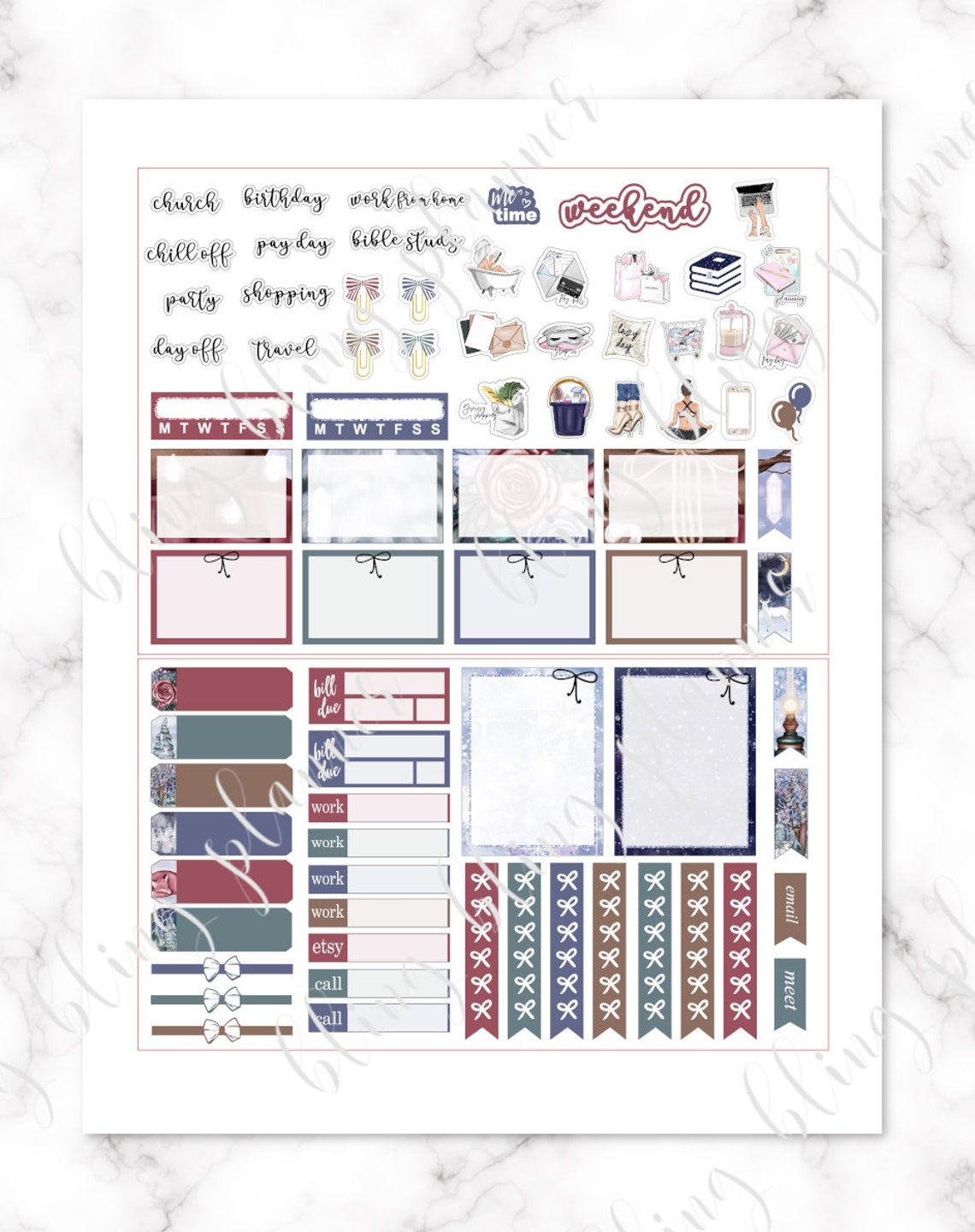 WINTER PRINTABLE PLANNER Stickers Snow Printable Stickers - Etsy