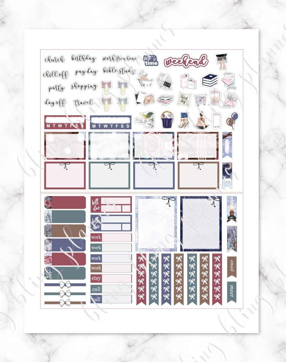 WINTER PRINTABLE PLANNER Stickers Snow Printable Stickers - Etsy
