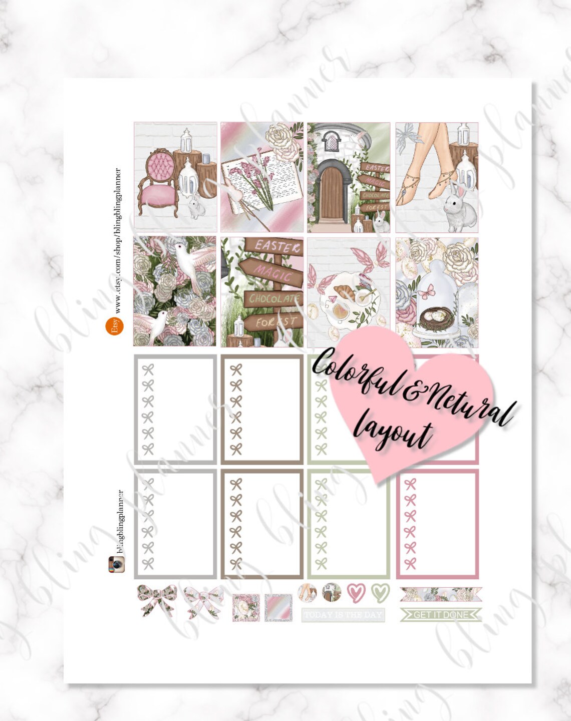 EASTER Girl PLANNER STICKERS Printable Easter Planner - Etsy