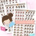 CUTE BROWN GIRL Stickers, Functional Clipart, Kawaii Girl Stickers ...