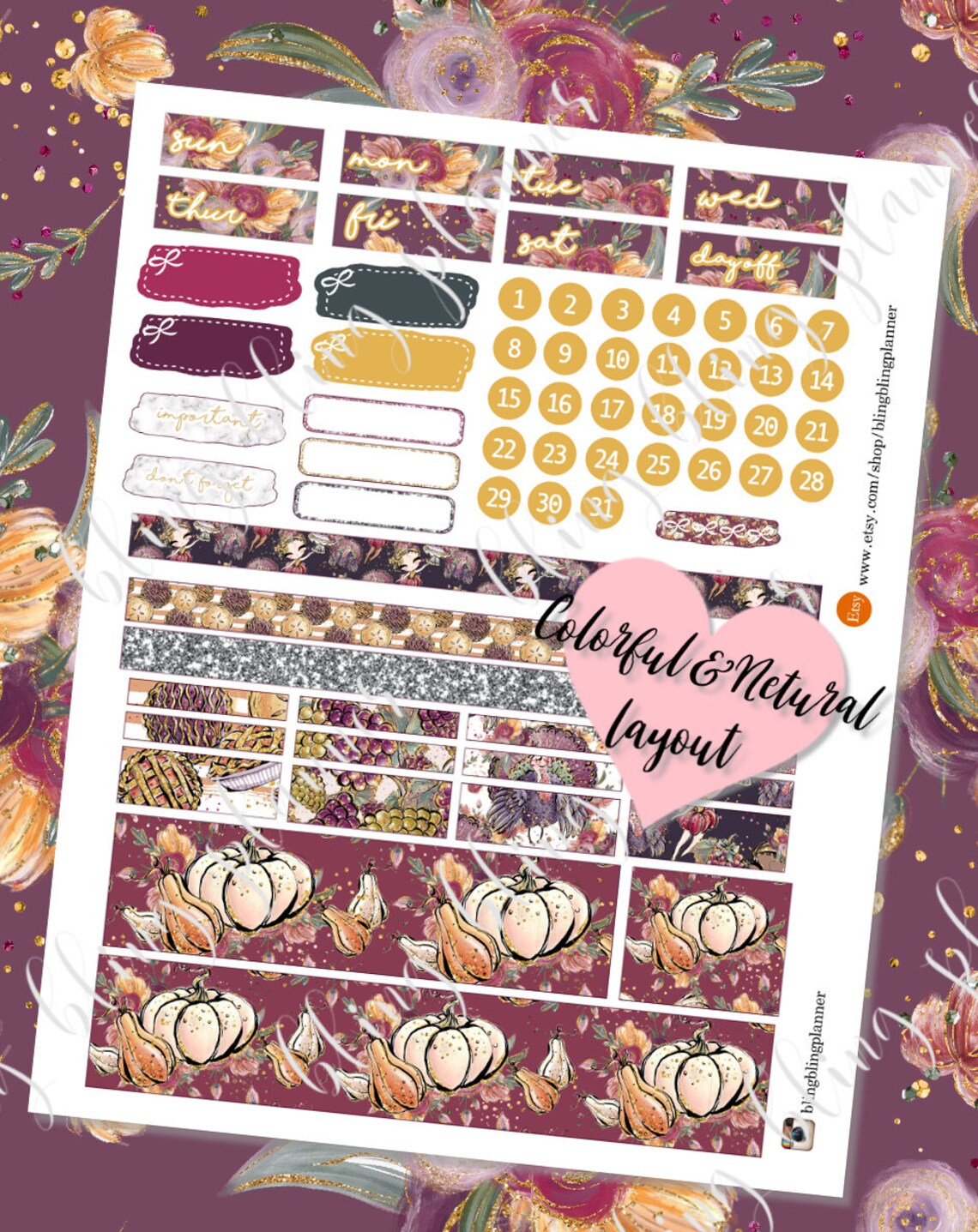 PRINTABLE FALL PLANNER Sticker Thanksgiving Planner Stickers - Etsy