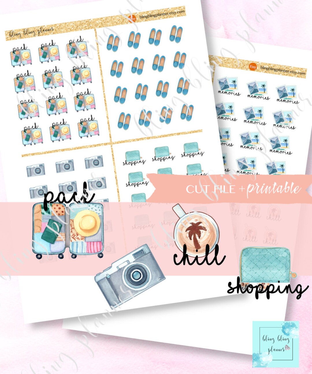 TRAVEL PLANNER STICKERS, Pack Planner Sticker, Travel Printable Sticker ...