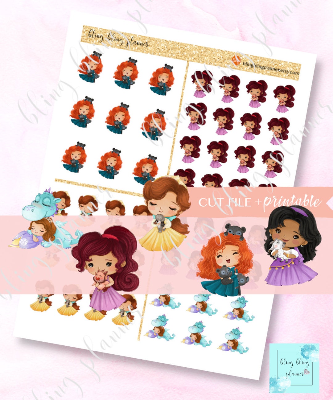 PRINTABLE Cute PRINCESS STICKER, Princess Sofia Dragon, Printable ...