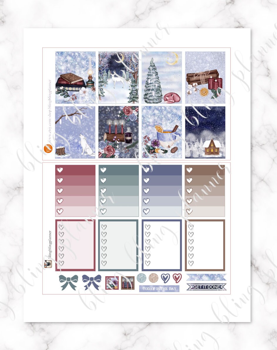 WINTER PRINTABLE PLANNER Stickers Snow Printable Stickers - Etsy