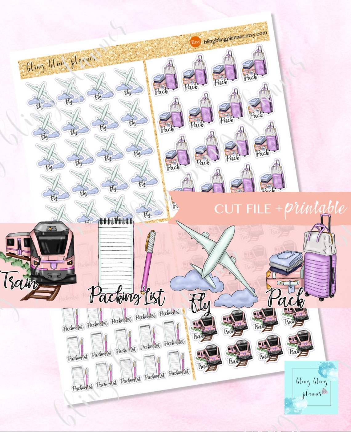 TRAVEL ICON STICKERS Travel Icon Printable Flight Sticker | Etsy