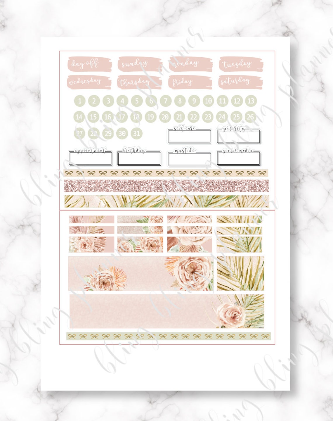 BOHO PLANNER STICKERS Boho Leave Sticker Kit Floral - Etsy