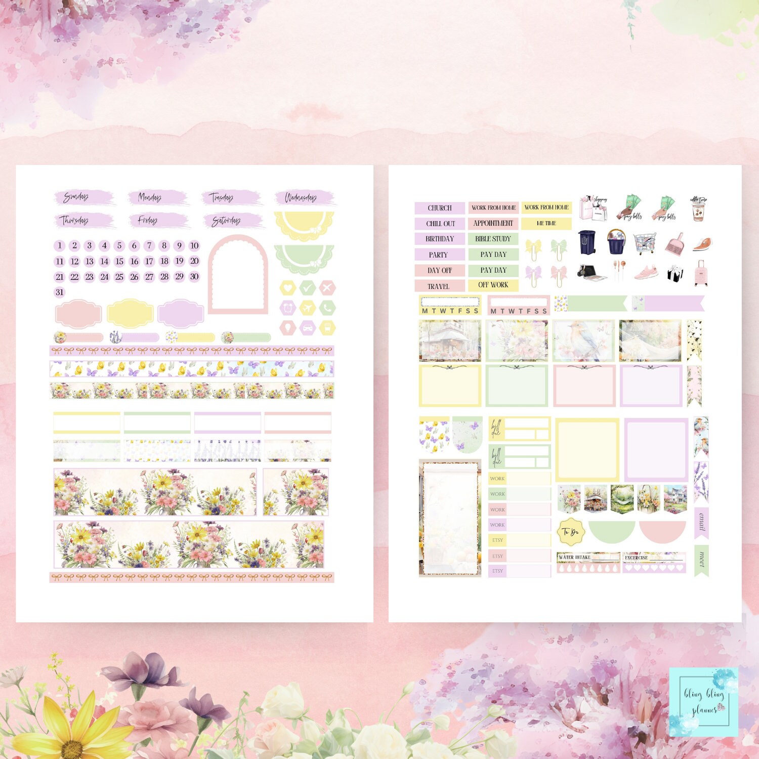 Spring PLANNER STICKERS Printable Erin Condren Vertical Easter Bundle ...