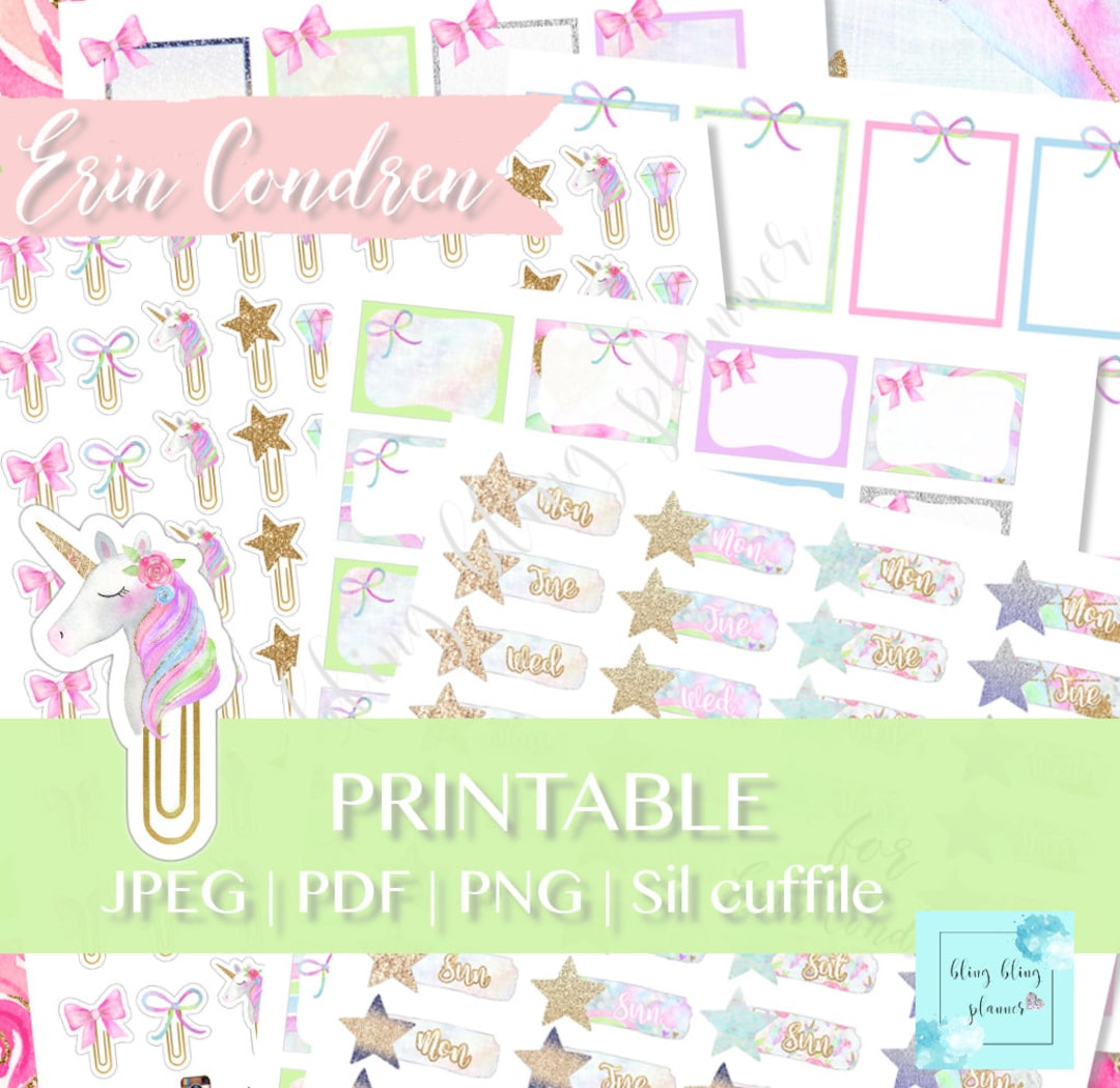 BOW CLIP PRINTABLE, Half Box Planner Sticker, Full Box Planner Stickers ...