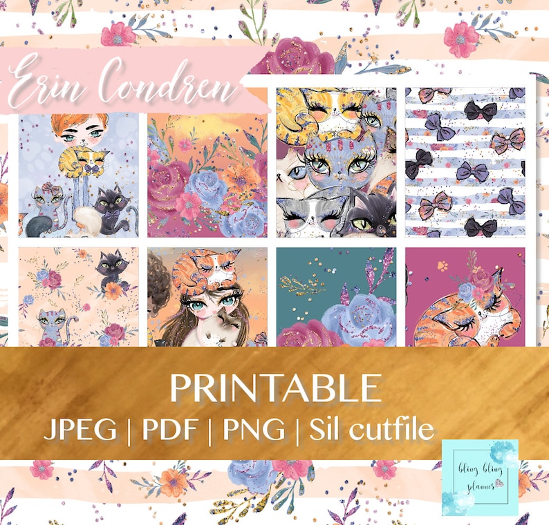 CAT PRINTABLE PLANNER Stickers, Printable Planner Stickers, Cute Cat ...