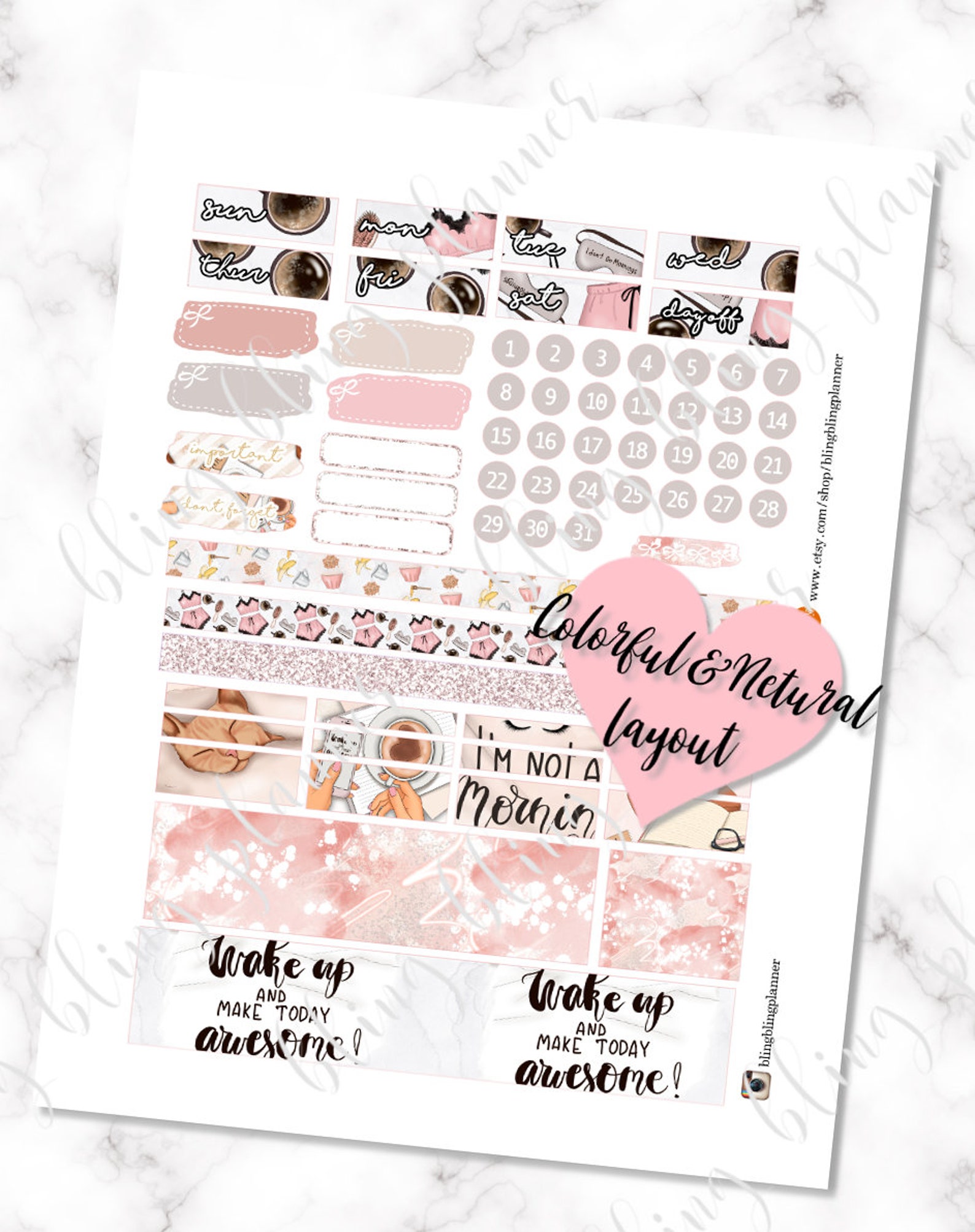 COFFEE PRINTABLE PLANNER Kit Printable Planner Stickers - Etsy