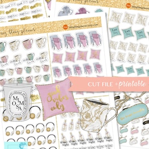 RELAX PLANNER STICKERS, Wine Planner Deco, Printable Planning Deco ...