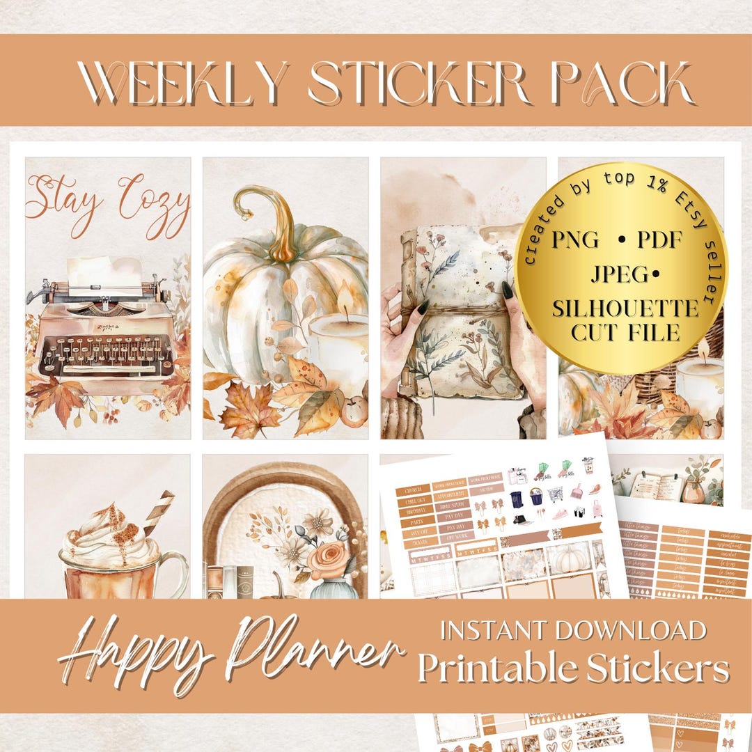 HAPPY PLANNER Fall Sticker, Classic Hp Planner Thanksgiving Cozy Home ...